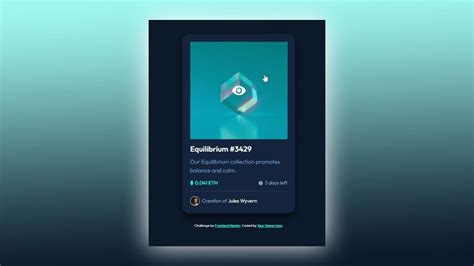 Html And Css Nft Preview Card Component Frontendmentor Challenge