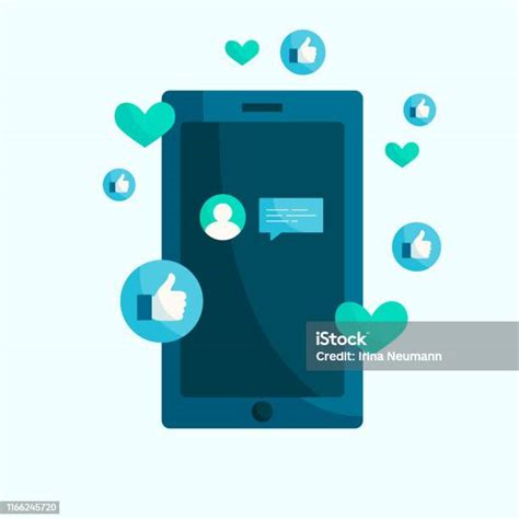 화면에 채팅 메시지 메뉴 인터페이스와 현대 휴대 전화의 개념 그림 벡터 일러스트레이션 플랫 스타일 소셜 미디어 기포에 대한 스톡 벡터 아트 및 기타 이미지 Istock