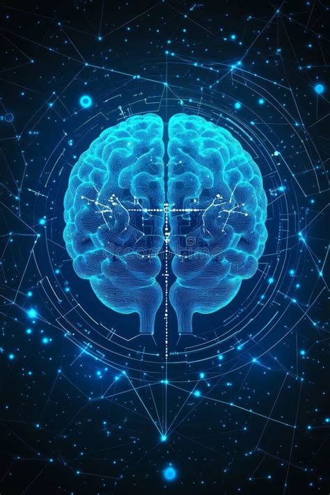Glowing Blue Human Brain Neural Network Artificial Intelligence Concept 3d Illustration Stock