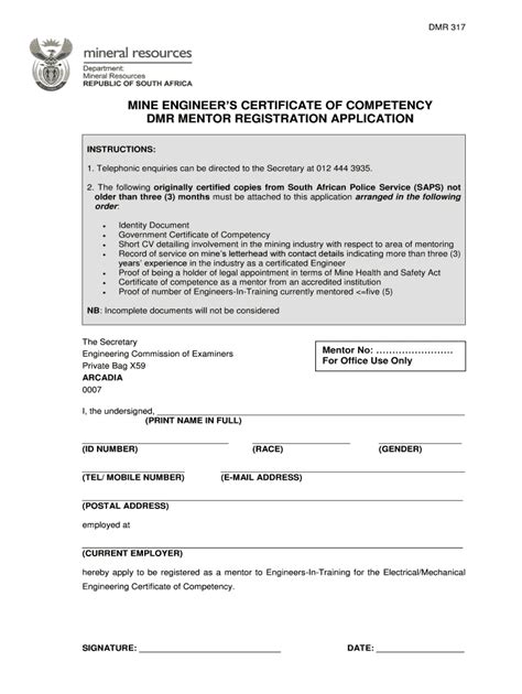 Fillable Online DMR 317 MECC Mentor Application Form Fax Email Print
