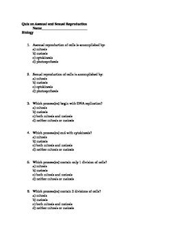 Asexual And Sexual Reproduction Quiz By April Koch TPT