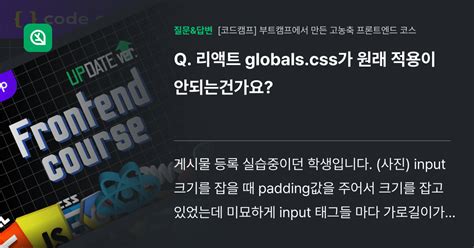 리액트 Globalscss가 원래 적용이 안되는건가요 인프런 커뮤니티 질문and답변