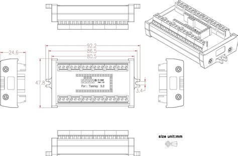Terminal Block Breakout Board Module For Teensy 32 Screw Mount Version