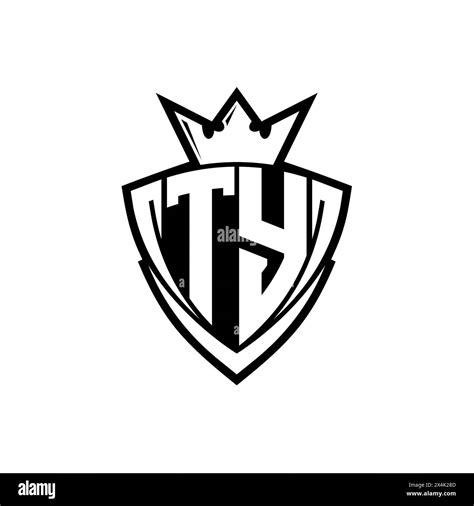 Ty Bold Letter Logo With Sharp Triangle Shield Shape With Crown Inside