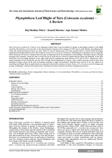 Phytophthora Leaf Blight Of Gabi