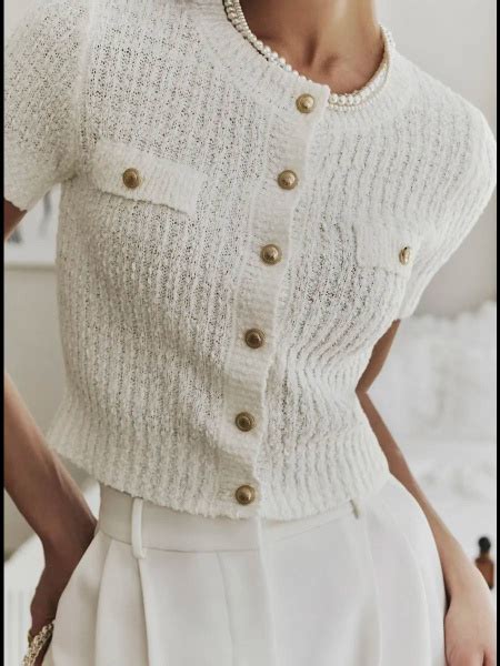 Кардиган Женский Miu Miu белый Хлопок Политекс размер 40 42 Пуговицы Пряжки Короткий