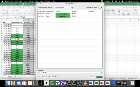 Conditional Formatting Only Works For One Column Rexcel