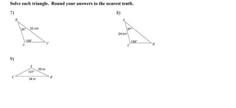 solved solve each triangle round your answers to