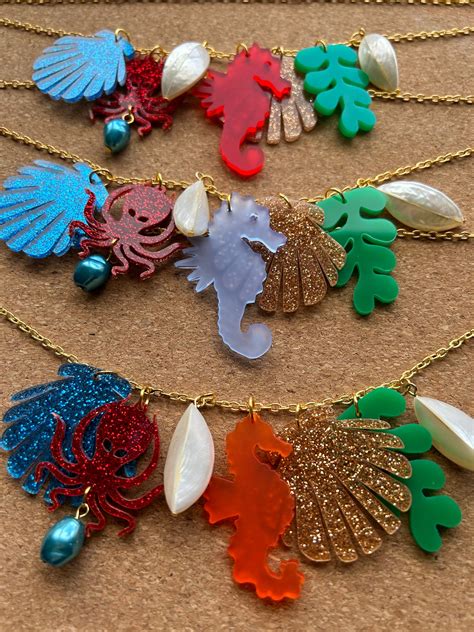 Sealife Scenes Acrylic Necklaces Candy Pill Jewellery