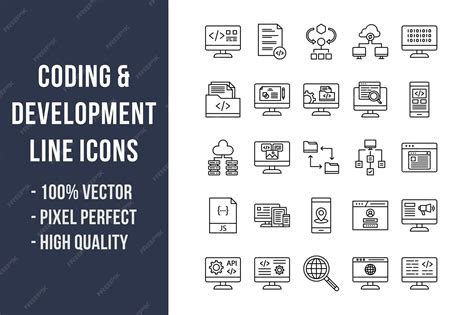 Premium Vector Coding And Development Line Icons