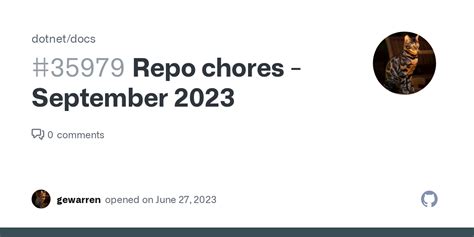 Repo Chores September 2023 · Issue 35979 · Dotnetdocs · Github