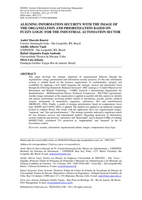Pdf Aligning Information Security With The Image Of The Organization