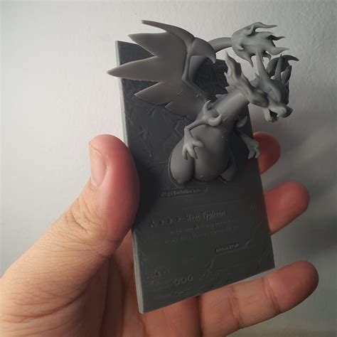 3d печать работы Pokemon Mega Charizard X 4d Card Custom・cults