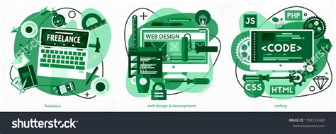 Programming Coding Scripting Website Development Freelance Stock Vector
