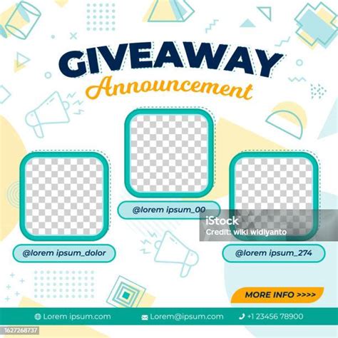 3명의 당첨자와 함께 경품 당첨자 발표 소셜 미디어 게시물 배너 템플릿 증정품에 대한 스톡 벡터 아트 및 기타 이미지 증정품
