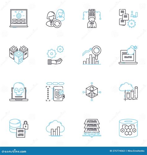 Colossal Facts Linear Icons Set Gigantic Monumental Enormous Mammoth Towering Mighty