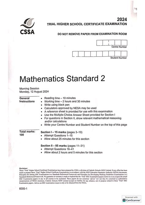 Annotated Standard Maths Formula Sheet 1 Nsw Education Standards