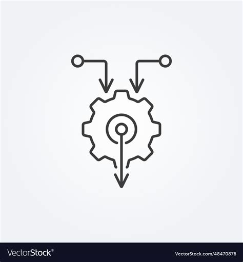 Gear Line Icon With Arrows Technology Royalty Free Vector