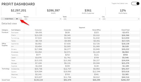 Optimize Space Usage In Tableau Dashboard With Hidden Containers