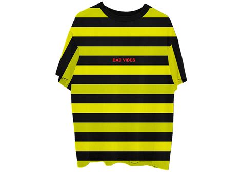 Xxxtentacion Bad Vibes Forever Striped T Shirt Blackyellow Mens Us