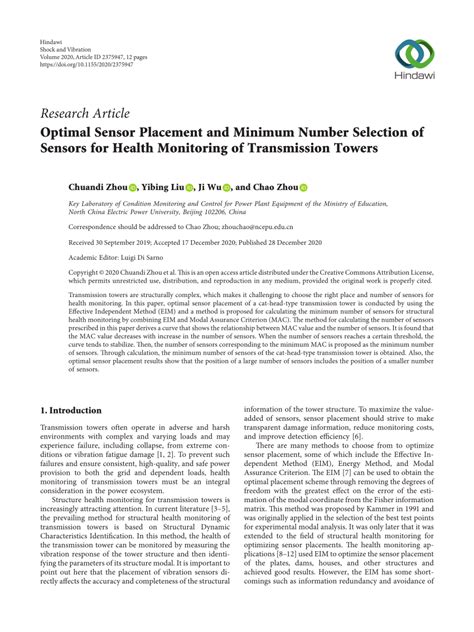 pdf optimal sensor placement and minimum number selection of sensors