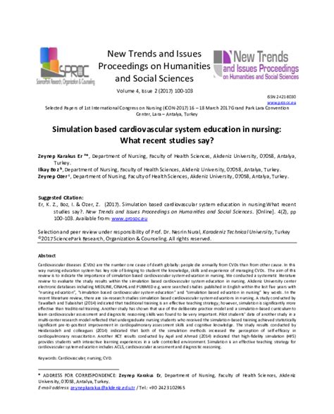 Pdf Simulation Based Cardiovascular System Education In Nursing What