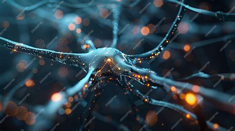 A Microscopic View Of A Neuron With Intricate Glowing Dendrites And