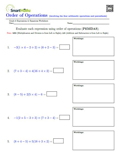 Order Of Operations Involving The Four Arithmetic Operations