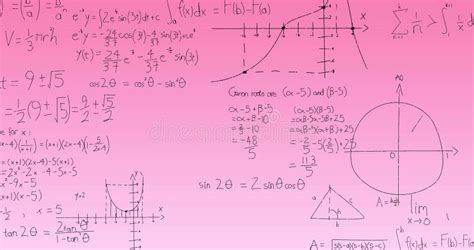 Animation Of Mathematical Equations And Formulas Floating Against Pink
