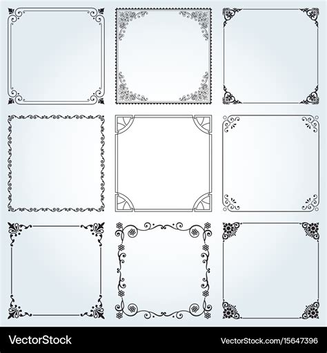 Decorative Frames And Borders Square Set 2 Vector Image