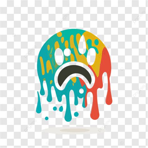 침을 뱉는 얼굴로 색칠된 슬픈 이모티콘 벡터 흰색 배경에 어지러운 이모티콘의 단순한 다채로운 아이콘 그림자 없음 작은 프레임 중앙 Png 일러스트 및 벡터 에 대한