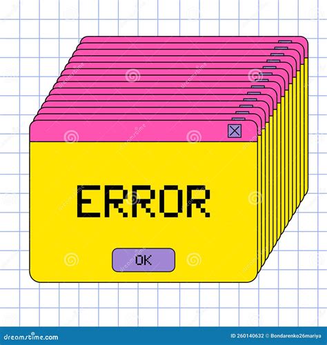 Retrowave Pc Desktop With Message Box And Popup Ui Elements Error Caption Vector Illustration