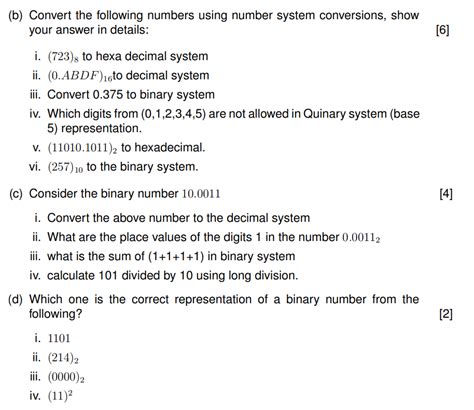 Solved Convert The Following Numbers Using Number System Chegg