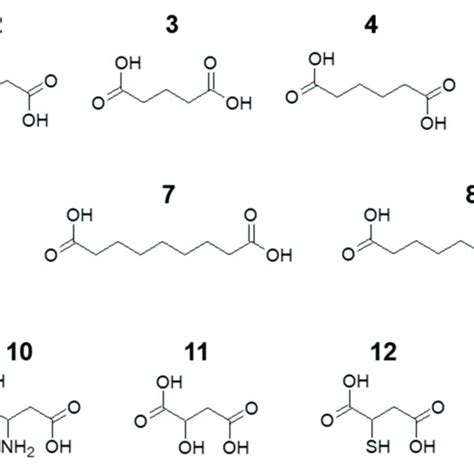 Molecular Structures Of The Aliphatic Dicarboxylic Acids 1 8 And
