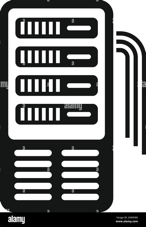 Black And White Vector Illustration Of A Modern Server Rack Symbol For Tech Designs Stock Vector