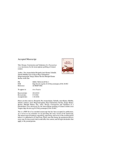 pdf design construction and validation of a plasmodium vivax