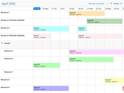react timeline resource reorder with dandd example mobiscroll