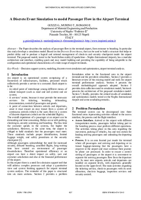 Pdf A Discrete Event Simulation To Model Passenger Flow In The Airport Terminal