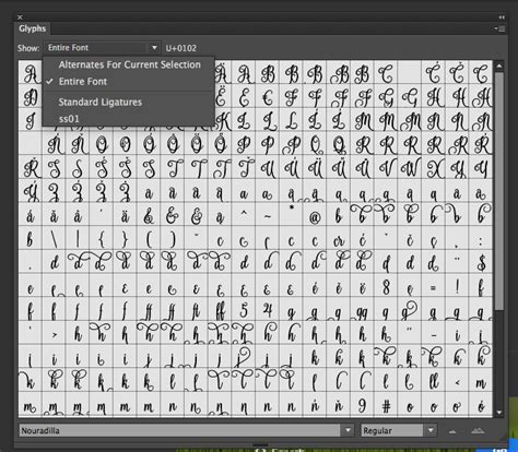 understanding script fonts and accessing glyphs on macos uv associates