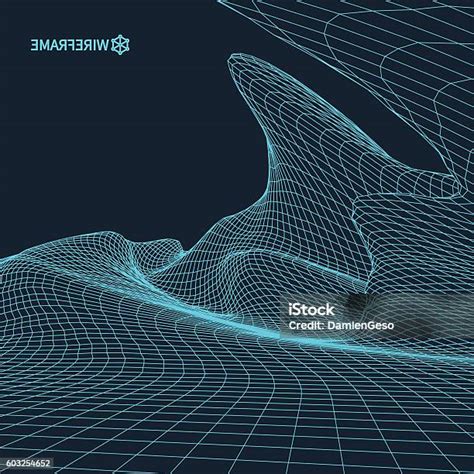 추상 벡터 가로 배경입니다 사이버 스페이스 그리드 3d 기술 일러스트레이션 0명에 대한 스톡 벡터 아트 및 기타 이미지 0명