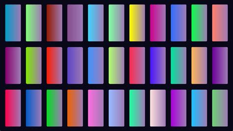 Colorful Heather Color Shade Linear Gradient Palette Swatches Web Kit Rounded Rectangles