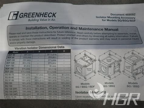 Used Greenheck Vibration Isolator Kit Hgr 24