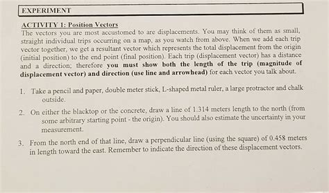 Solved EXPERIMENT ACTIVITY Position Vectors The Vectors Chegg Com