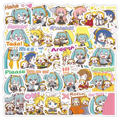 하츠네 미쿠 귀여운 스티커 팩 여행 가방 스케이트보드 핸드 계정 스티커 애니메이션 스티커 여아용 노트북 스킨 장난감 40 개 스티커 Aliexpress