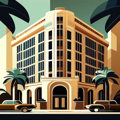 Ilustración Vectorial Del Edificio Del Hotel En Estilo Plano Vector