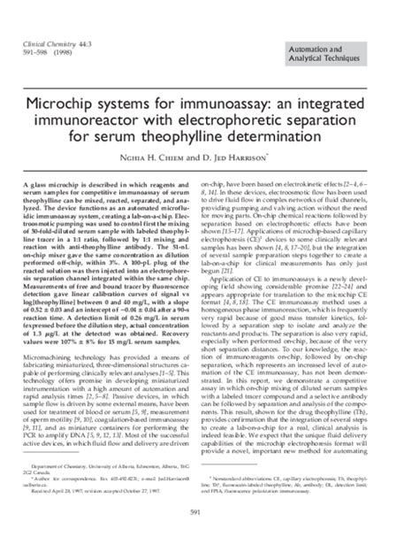 Pdf Microchip Systems For Immunoassay An Integrated Immunoreactor With Electrophoretic