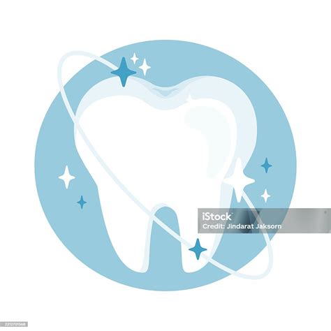 반짝이는 방패로 깨끗하고 보호된 치아 치과 치료 미백 및 보호 개념 흰색 배경에 고립 된 벡터 그림입니다 개념에 대한 스톡 벡터 아트 및 기타 이미지 Istock