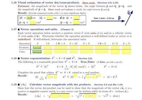 Solved Visual Estimation Of Vector Dot Cross Products Chegg Com
