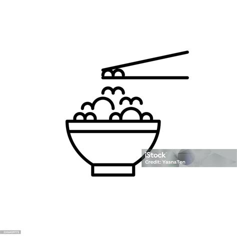 밥 한 그릇과 젓가락 아시안 요리의 단골 반찬 완벽한 픽셀 편집 가능한 획 아이콘 고급에 대한 스톡 벡터 아트 및 기타 이미지 고급 고기 곡초류 Istock