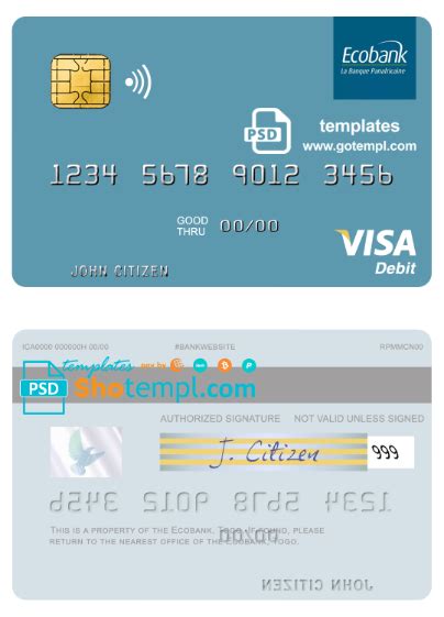 Togo Ecobank Visa Card Fully Editable Template In Psd Format Oxtempl